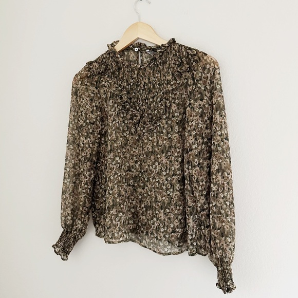 Zara | Tops | New Zara Sheer Multi Colored Mock Neck Top | Poshmark